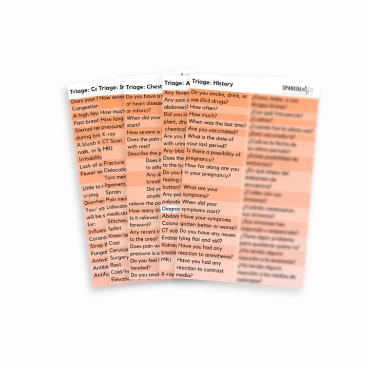 Triage Spanish Translation Badges | SpanishMED – spanishmed